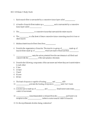 BIO 168 Exam 3 Study Guide Spring - BIO 168 Exam 3 Study Guide 1 muscle ...