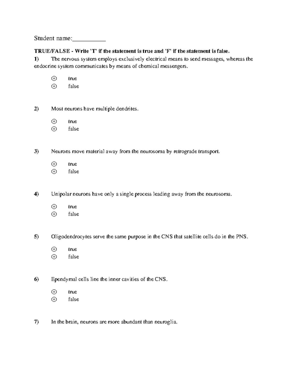 Chapter 12 - wwdw - Student name:__________ TRUE/FALSE - Write 'T' if ...