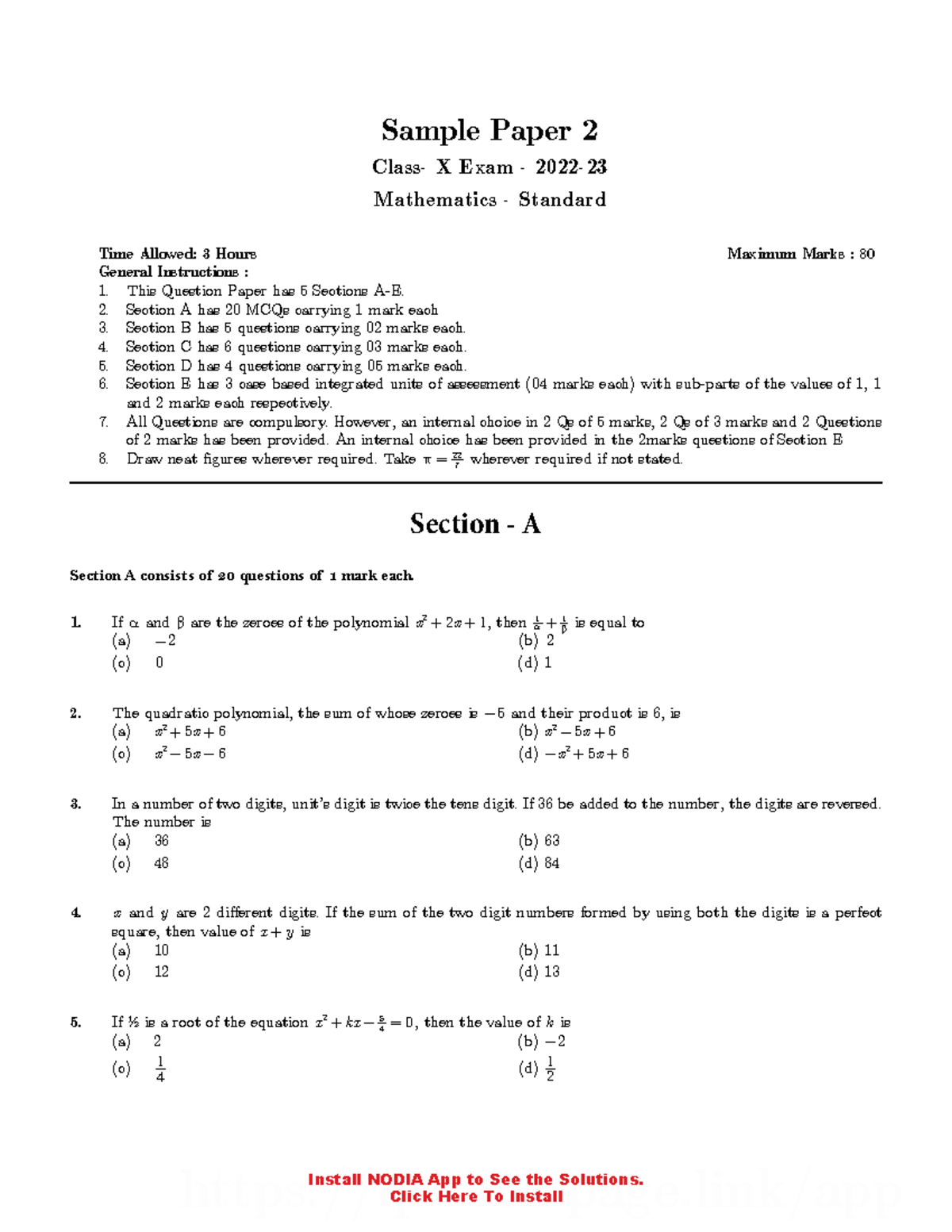 Maths paper-2 - jjtf - Install NODIA App to See the Solutions. Click ...