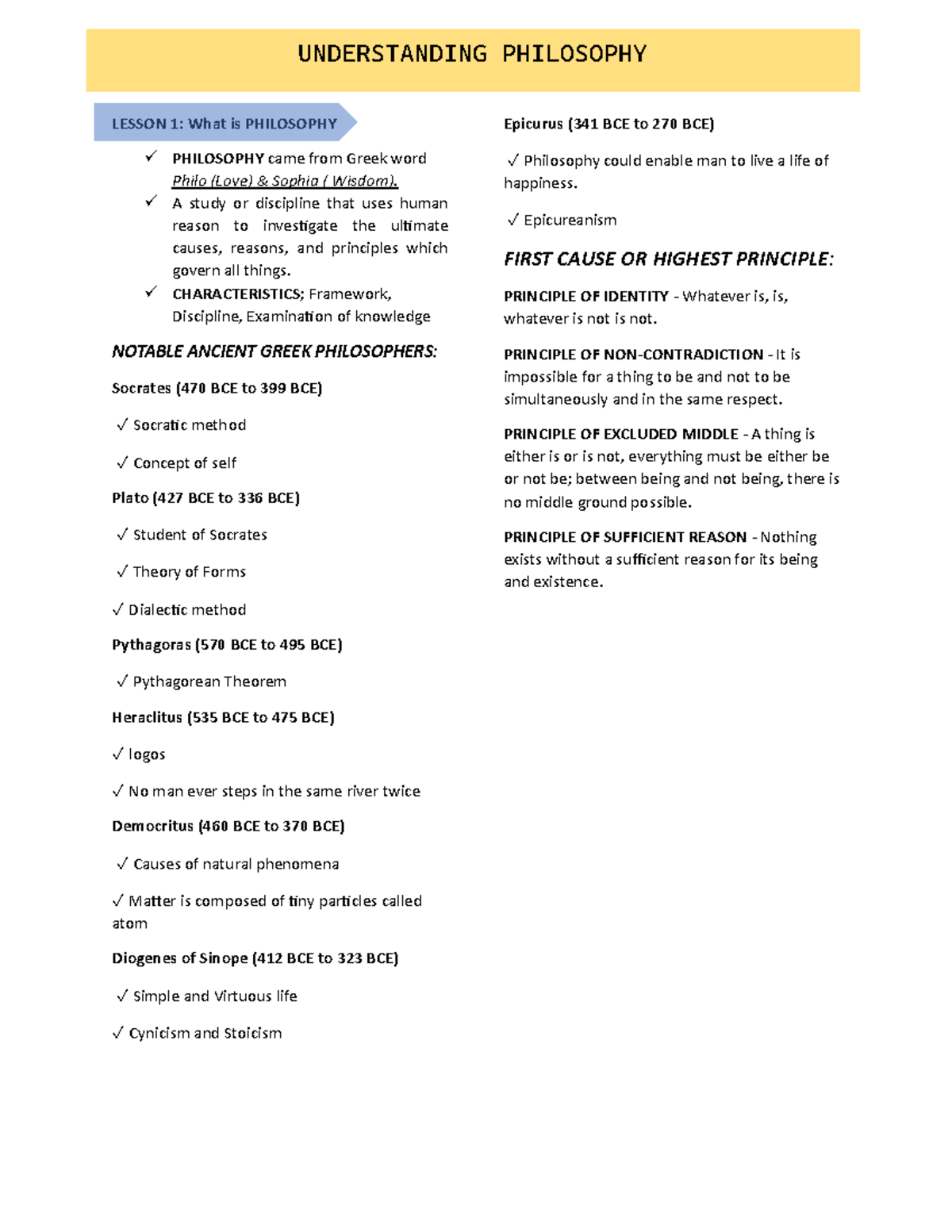 Notes ( 1st quater ) - OKY - LESSON 1: What is PHILOSOPHY PHILOSOPHY ...