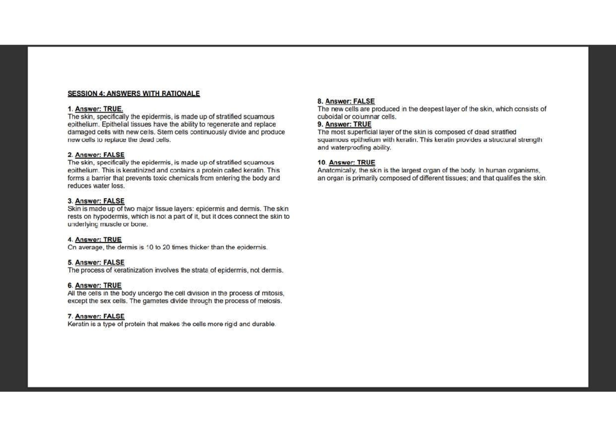 Anaphy lecture SAS 4 ( Answer Key) - bs nursing - Studocu