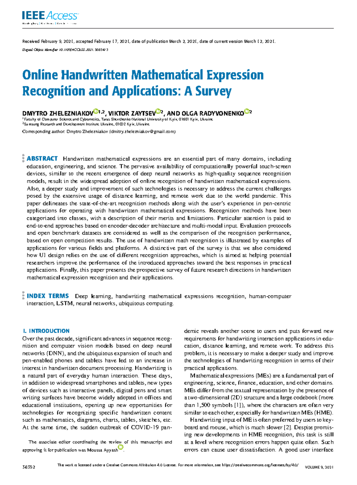Online Handwritten Mathematical Expression Recognition And Applications