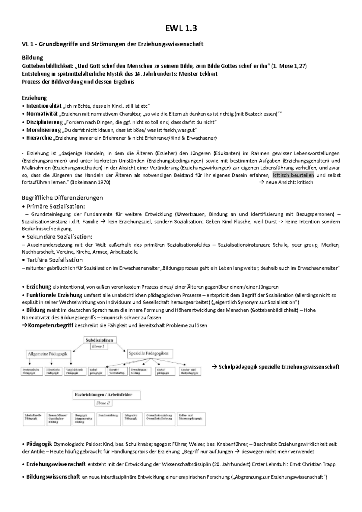 EWL 1.3 VL 1 Grundbegriffe und Strömungen - EWL 1. VL 1 - Grundbegriffe ...