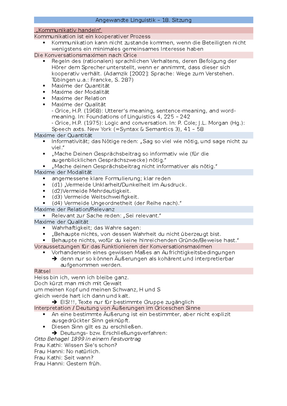 Angewandte Linguistik - Sitzung „Kommunikativ handeln“ Kommunikation ...