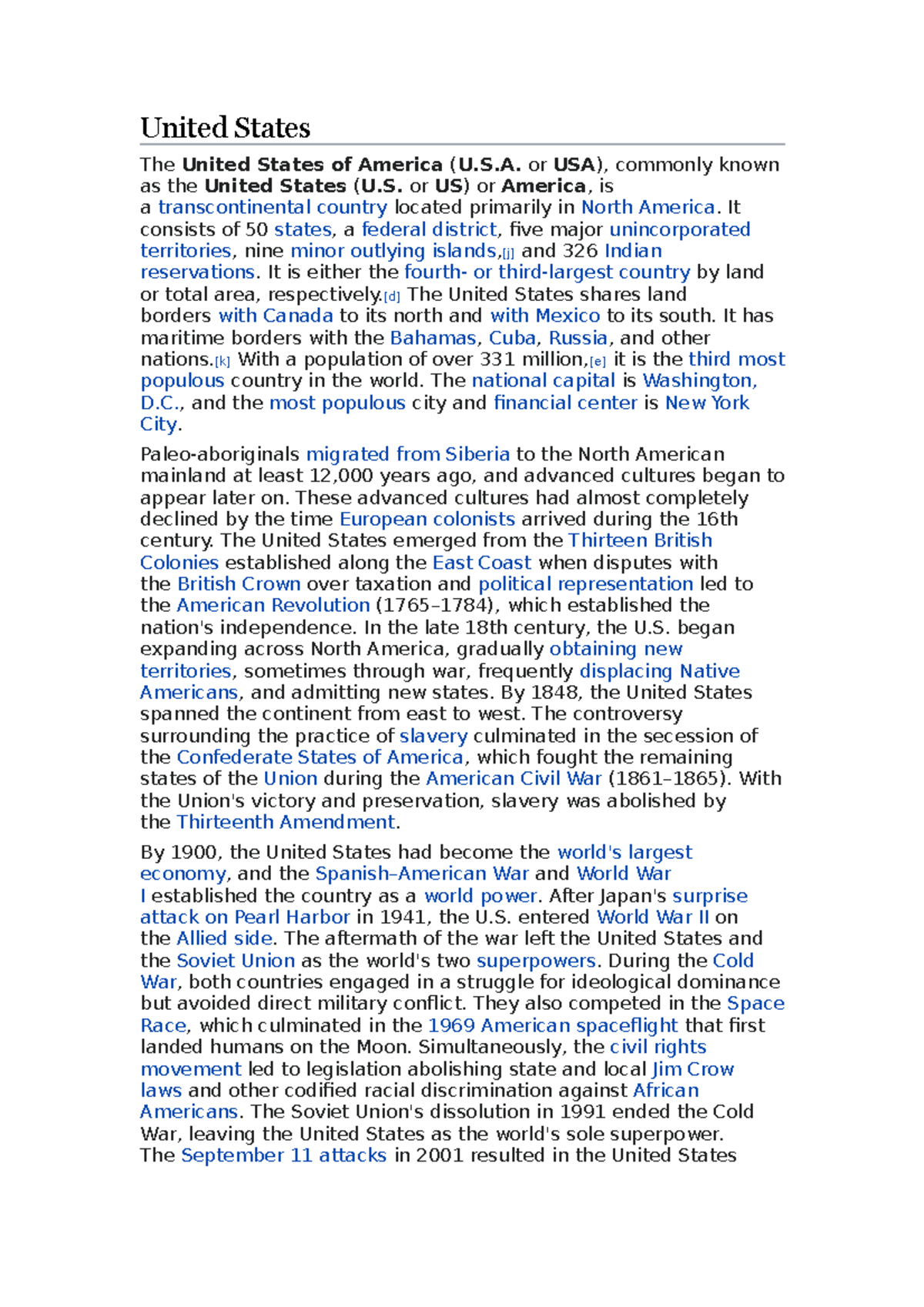 United States - S. or USA), commonly known as the United States (U. or ...