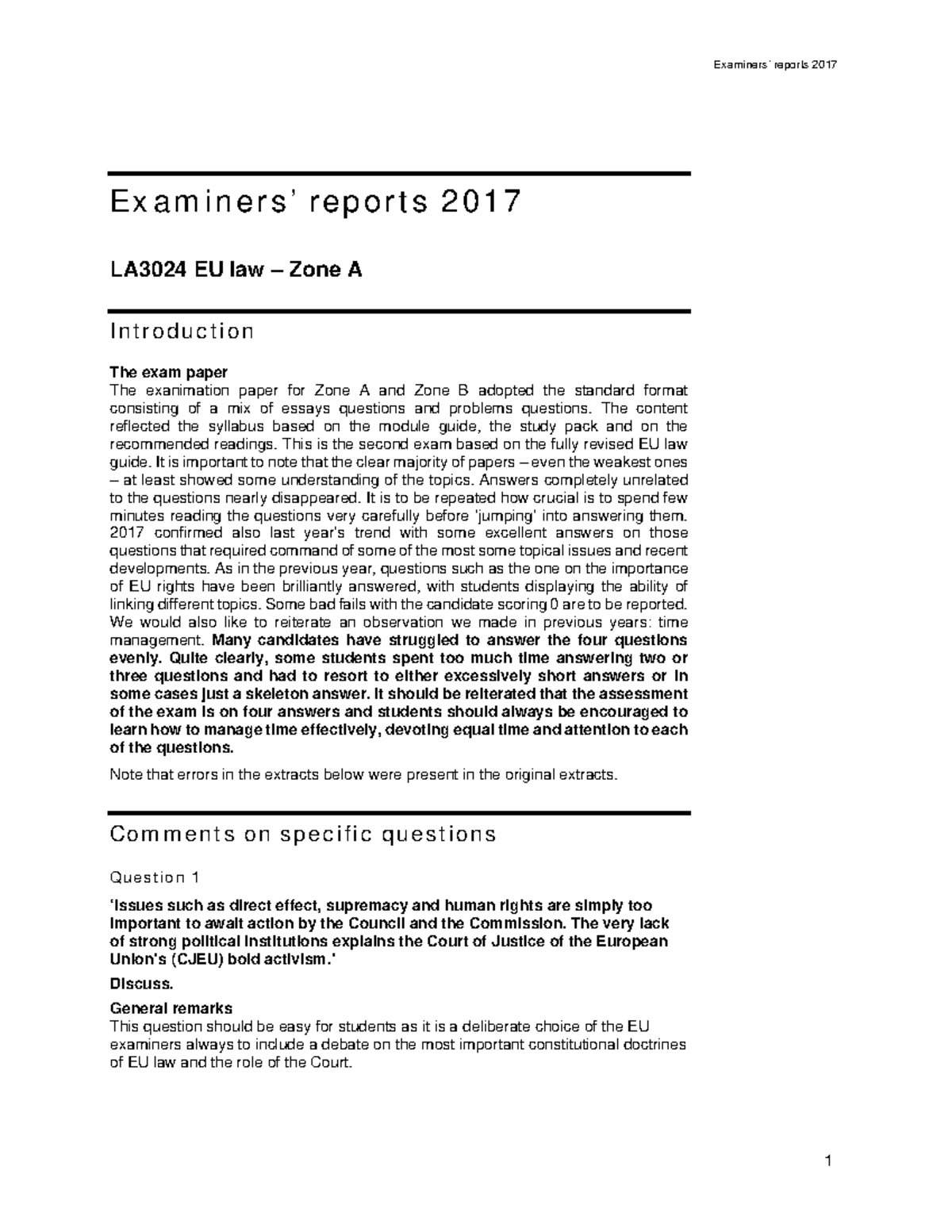 Eu report 2017 A - efbjwkdsc - Examiners’ reports 2017 Examiners ...