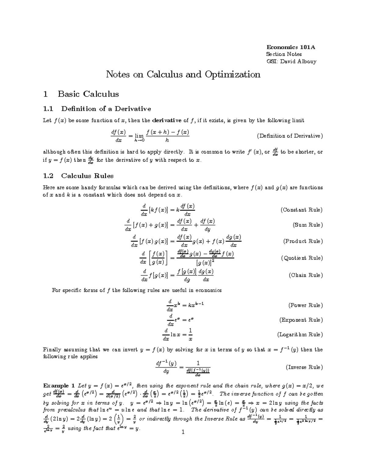 Calculus - It is common to write f 0 (x), or dxdf to be shorter, or if ...