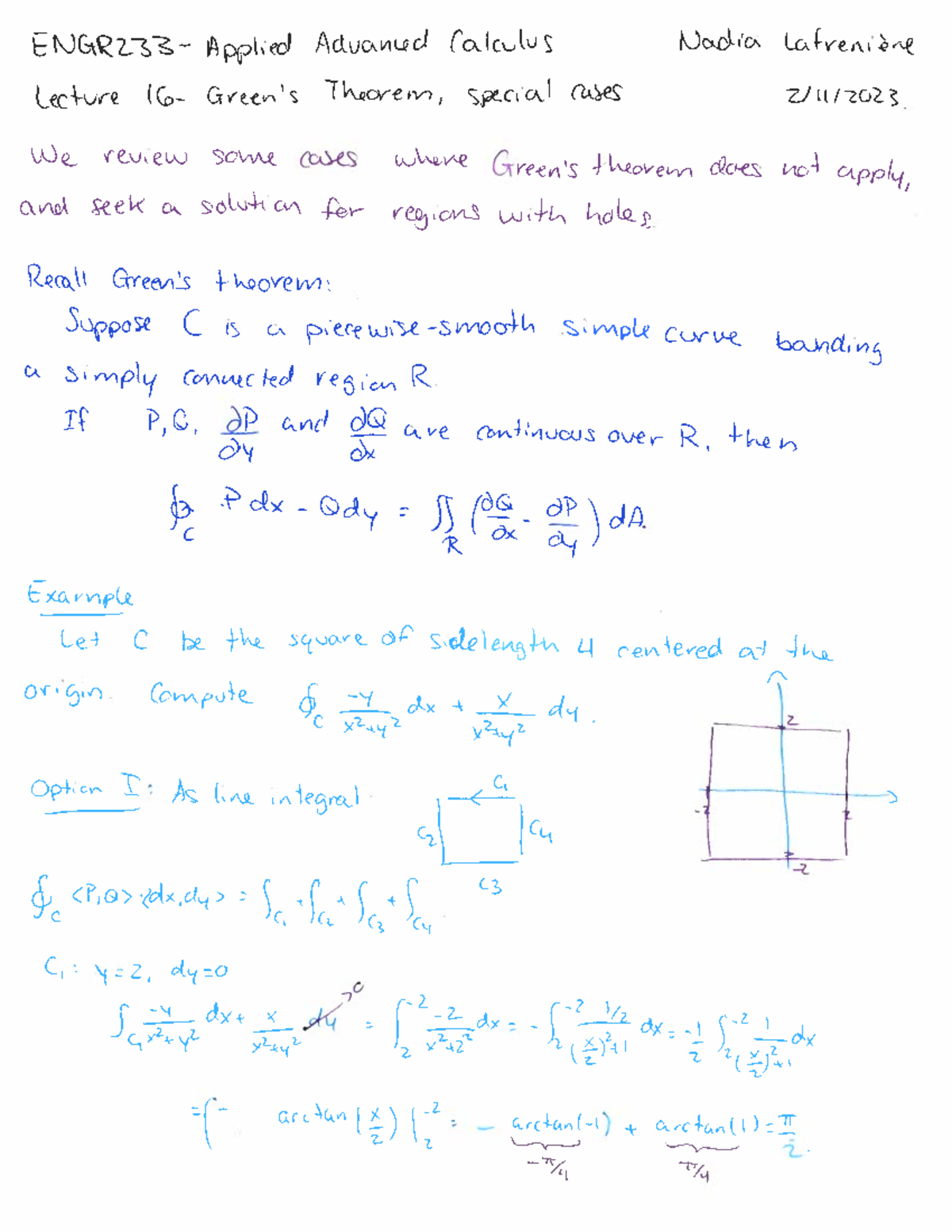 Lecture 16 - Greens theorem, special cases - ENGR 233 - Studocu