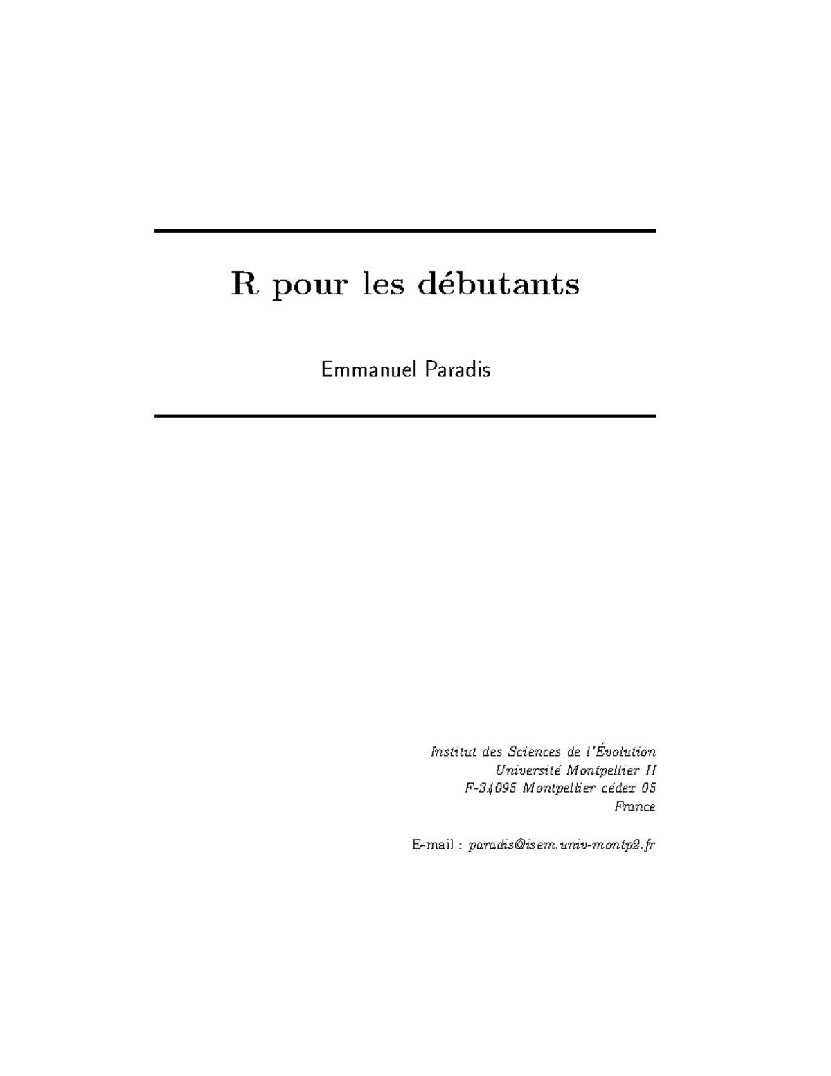 Langage R - R pour les d ́ebutants Emmanuel Paradis Institut des ...