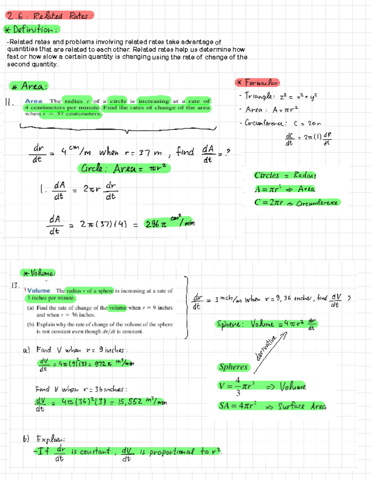 Exam 2 Cheat Sheets Part 1. -Related rates and problems involving ...