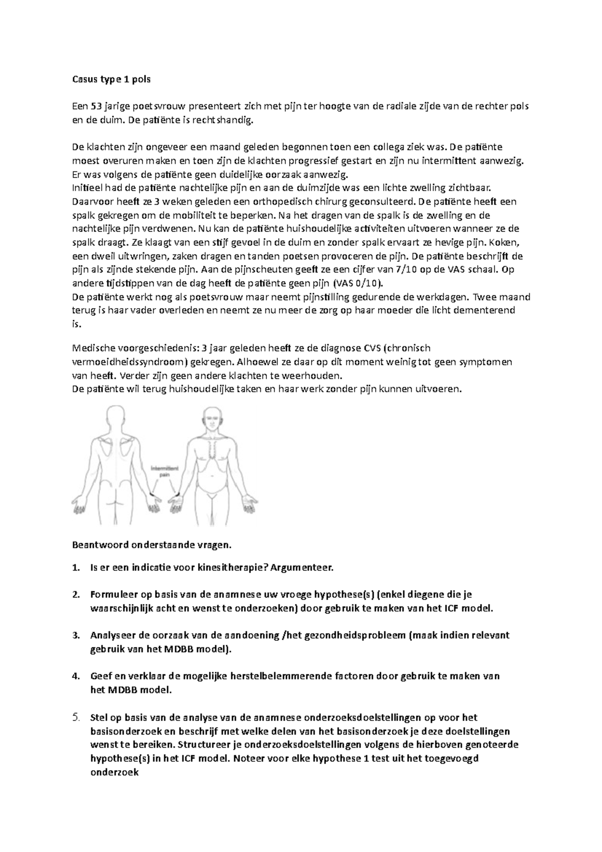 Pols casus type 1 - Casus type 1 pols Een 53 jarige poetsvrouw ...