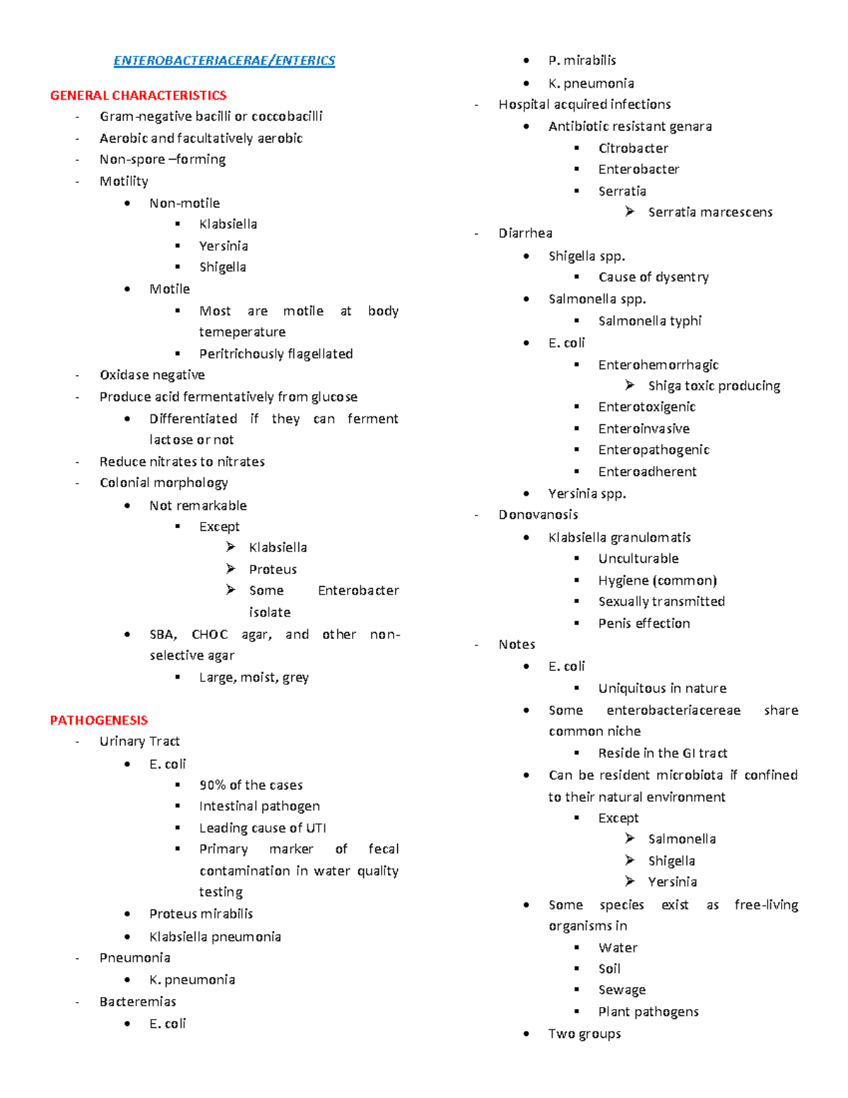 Enterobacteriacerae Arrange - ENTEROBACTERIACERAE/ENTERICS GENERAL ...