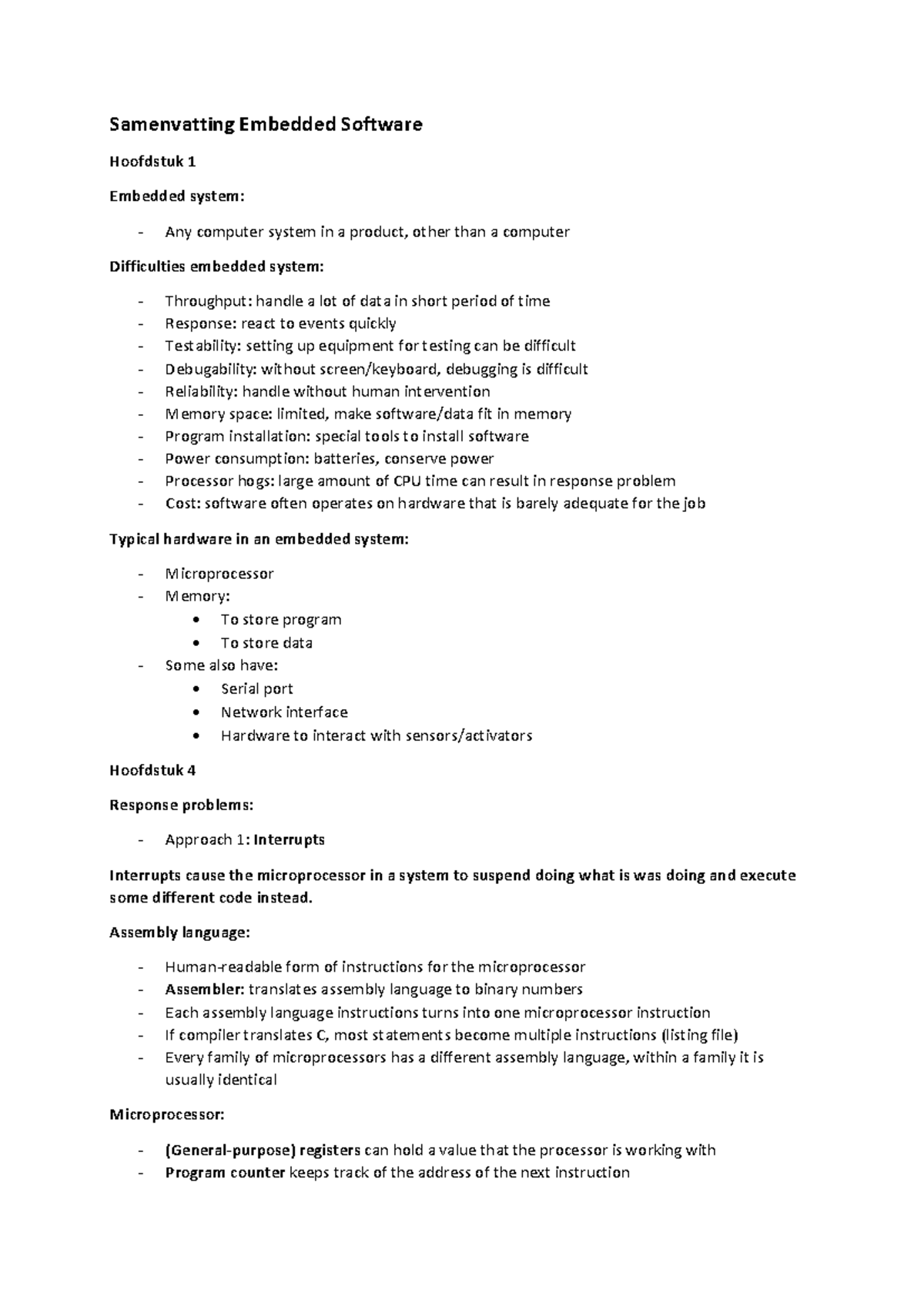 Summary An Embedded Software Primer lectures - Samenvatting Embedded ...