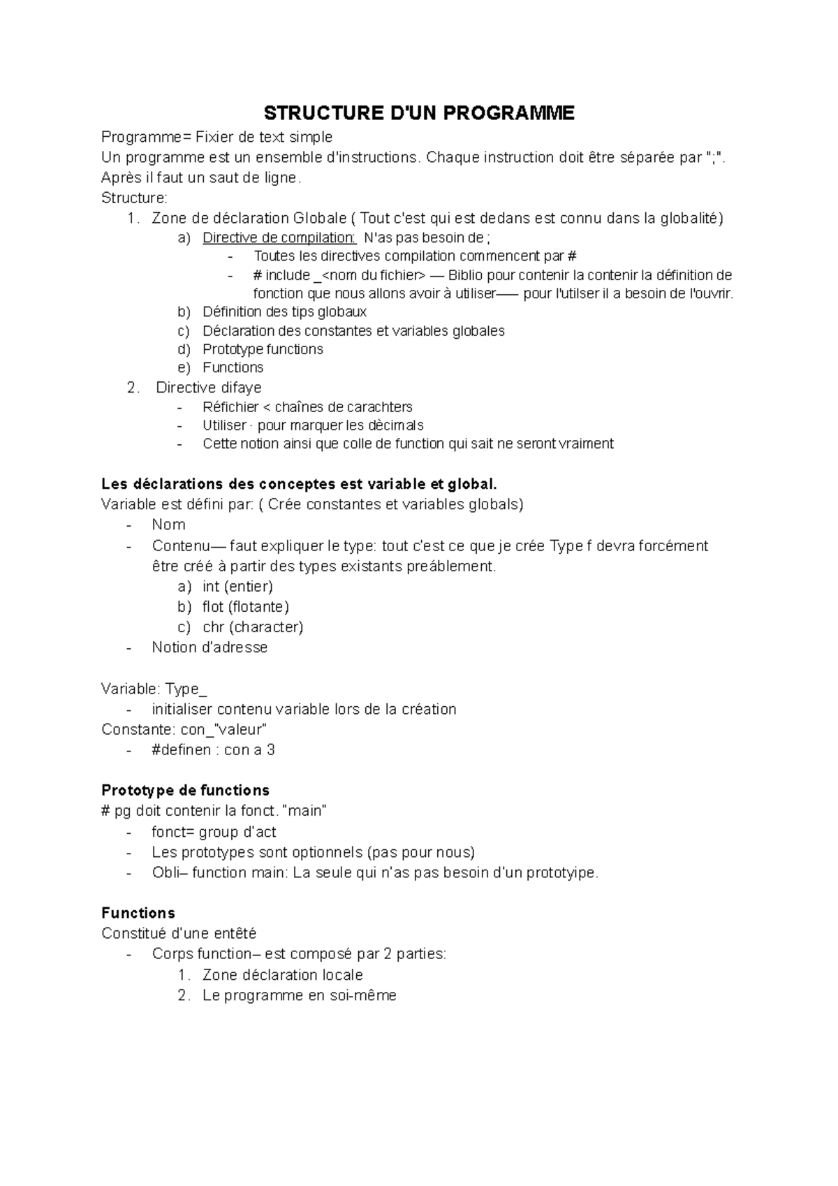 Structure D'UN Programme - STRUCTURE D'UN PROGRAMME Programme= Fixier ...