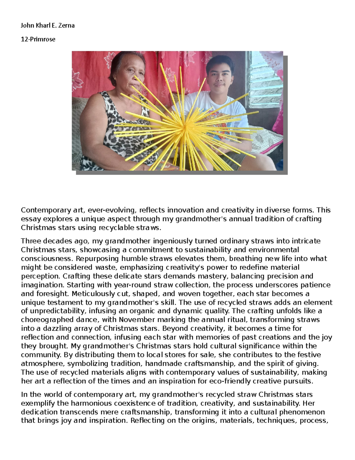 Essay - John Kharl E. Zerna 12-Primrose Contemporary art, ever-evolving ...