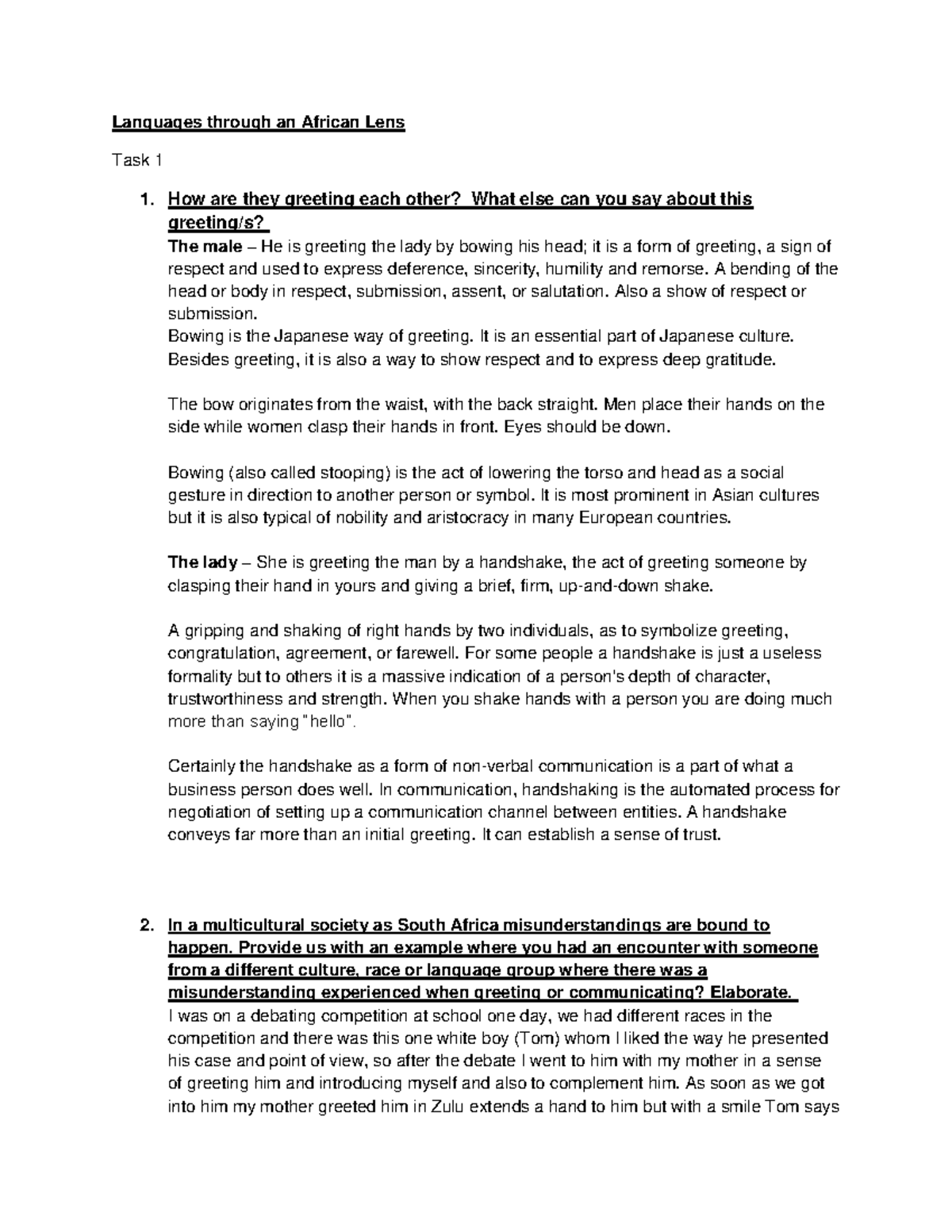 Languages through an African Lens Assignment - Languages through an ...