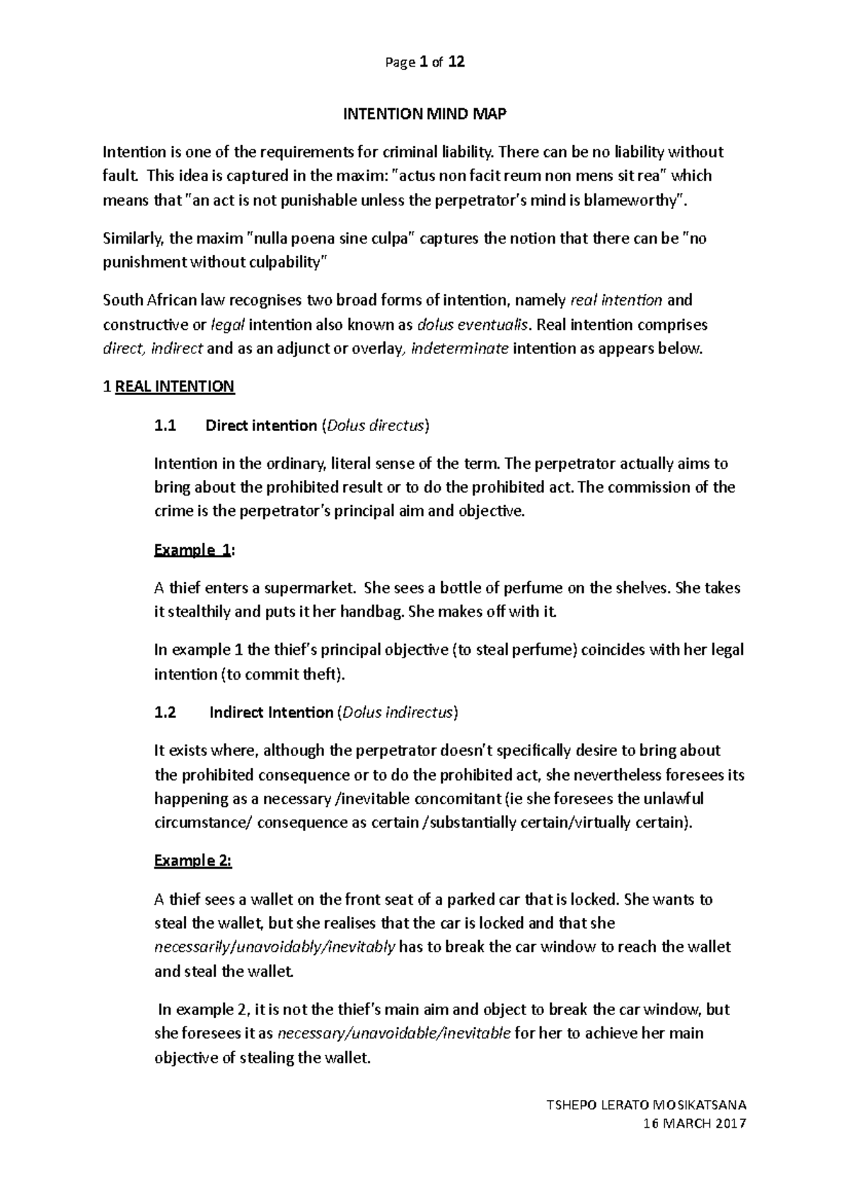 Intention (2017 ) - Page 1 of 12 INTENTION MIND MAP Intention is one of ...