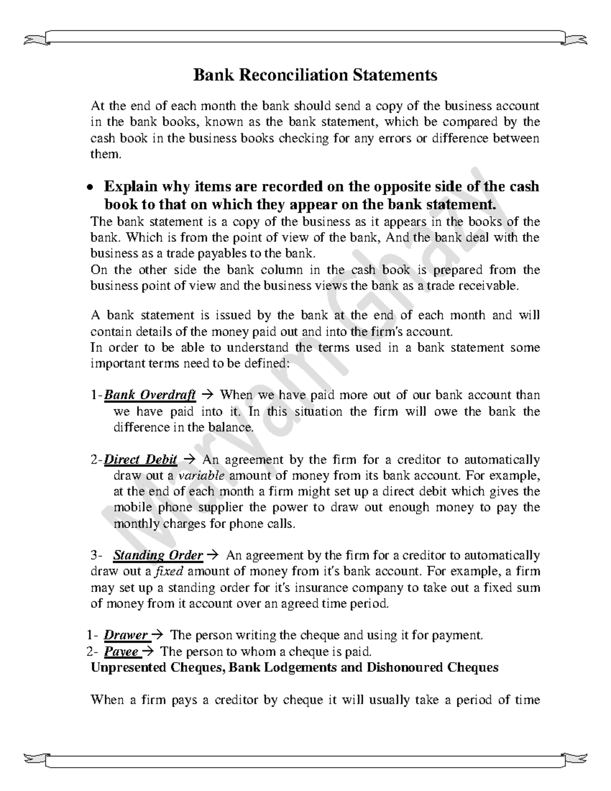 Bank-Recon - Bank Reconciliation - Bank Reconciliation Statements At ...