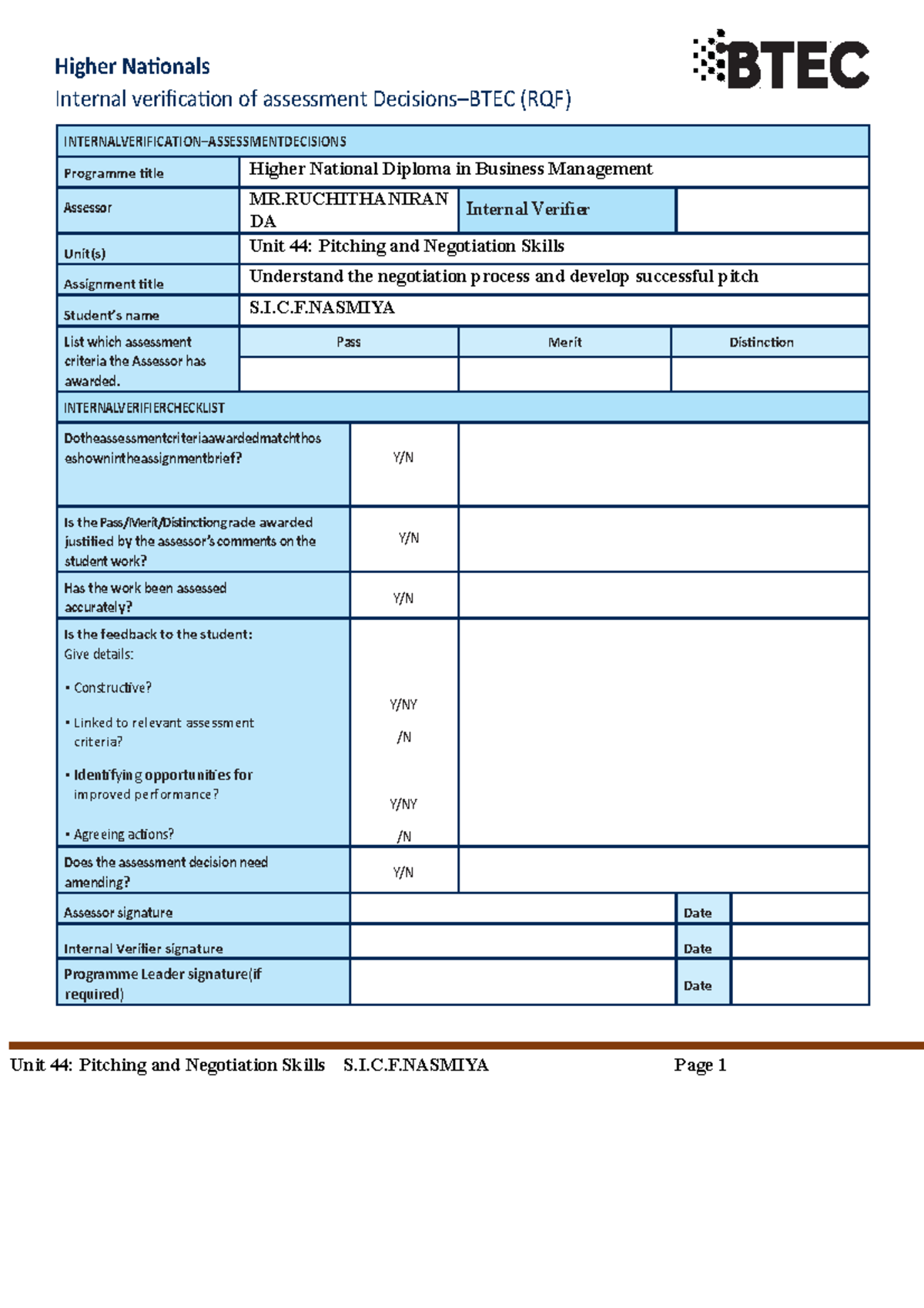 Unit -44 PNS Assignment 1 - Higher Nationals Internal verification of ...