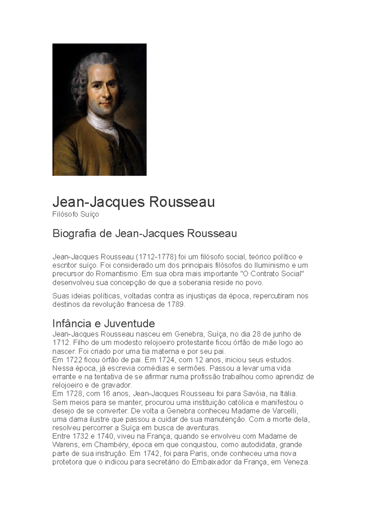 Trabalho filosofia - have - Jean-Jacques Rousseau Filósofo Suíço ...