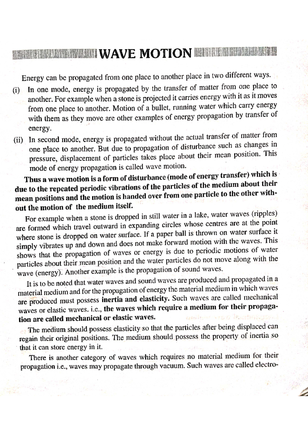 Wave motion pdf 1 - Bsc Physics - Studocu