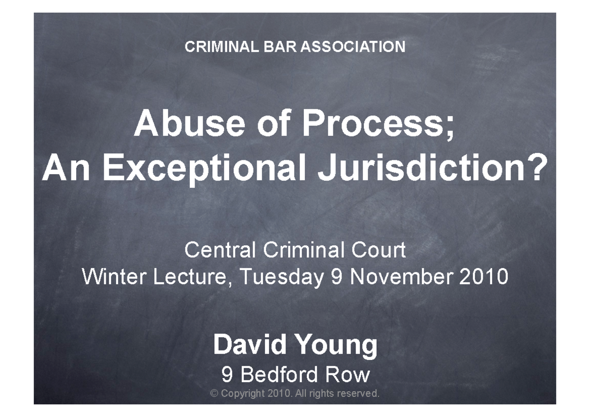 Abuse of process-07-03-11 Doctrine of Abuse of process- “ An abuse of ...