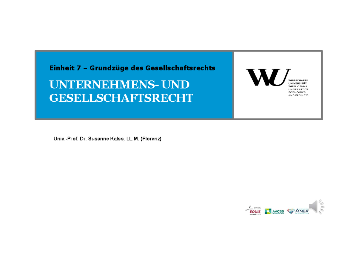 Vorlesung Mock Einheit 7 - Folien Ges RAT - Unternehmensrecht - WU ...