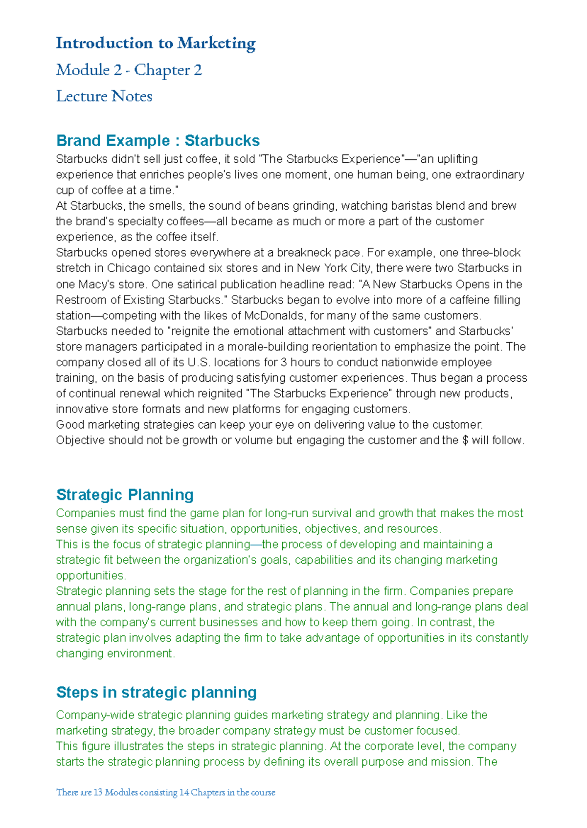 Marketing CH 2 - Lecture notes 2 - Module 2 - Chapter 2 Lecture Notes ...