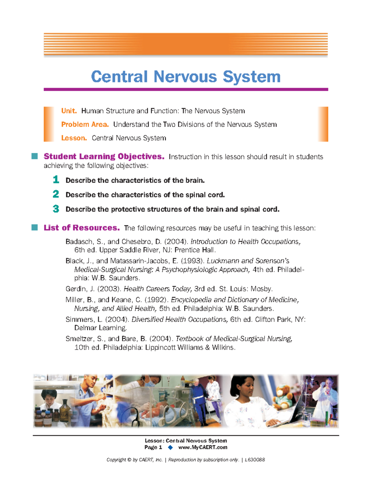 HST-L630088 - CNS notes - Central Nervous System Unit. Human Structure ...