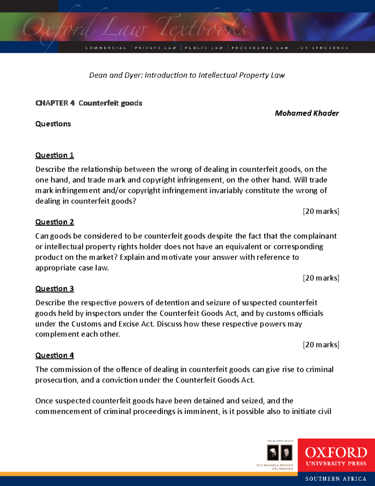 Chapter 4 Questions - Lecture notes 1-7 - Dean and Dyer: Introduction ...