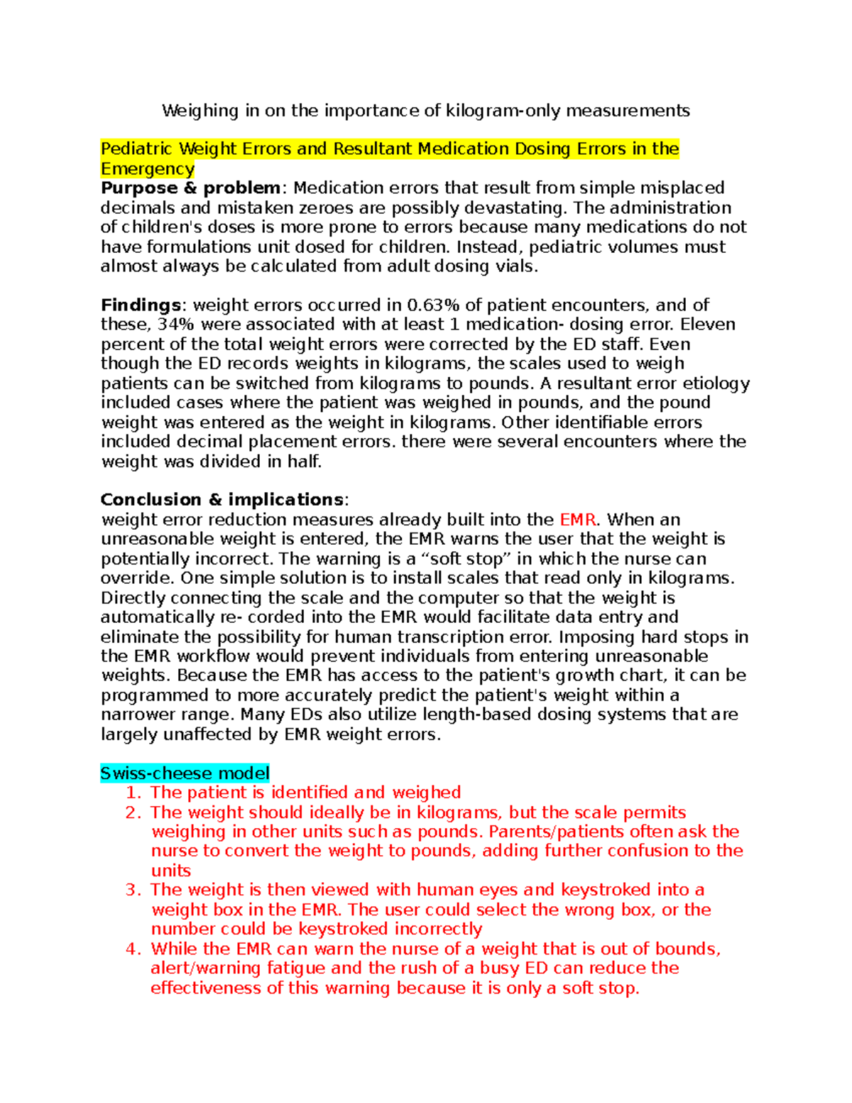 EBP Staff Education Activity - Weighing in on the importance of ...