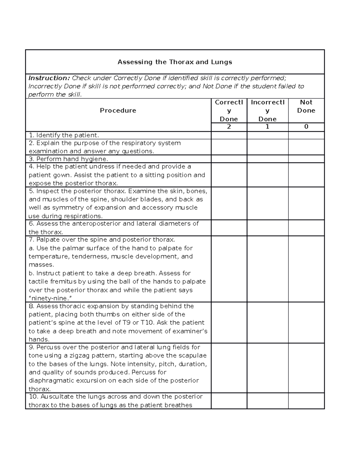 Assessing the Thorax and Lungsss - Assessing the Thorax and Lungs ...