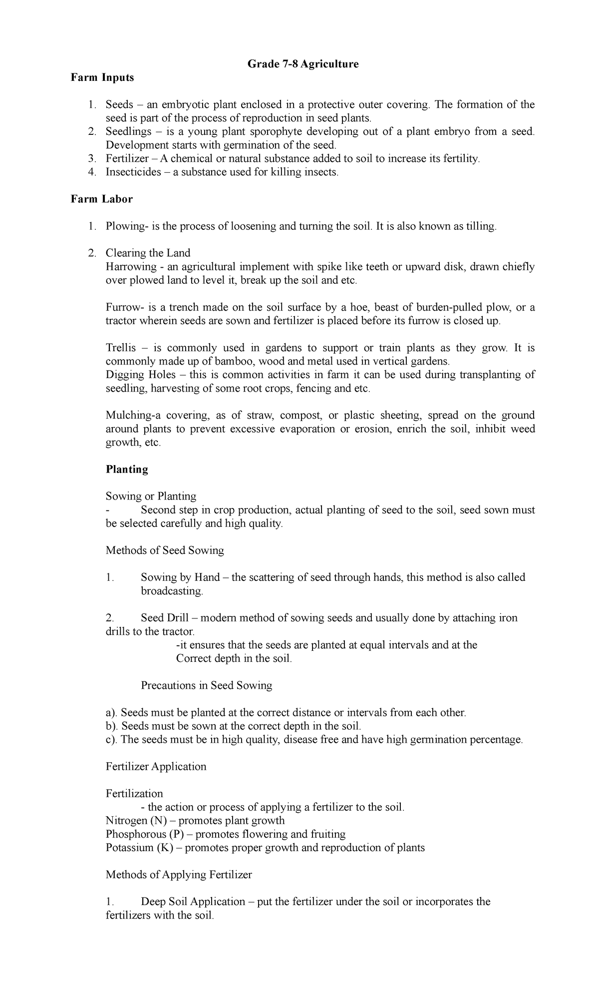 Agriculture Proper Lesson Grade 7 8 2nd Grading - Grade 7-8 Agriculture ...