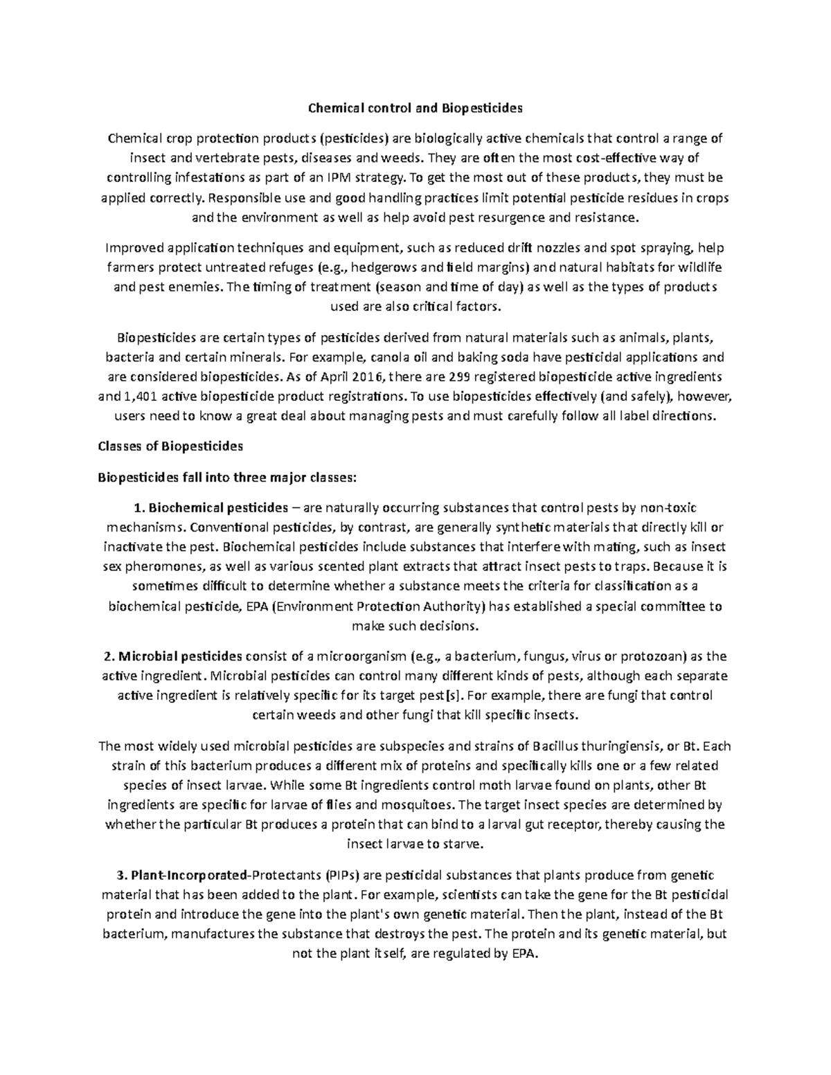 Chemical control and Biopesticides - Chemical control and Biopesticides ...