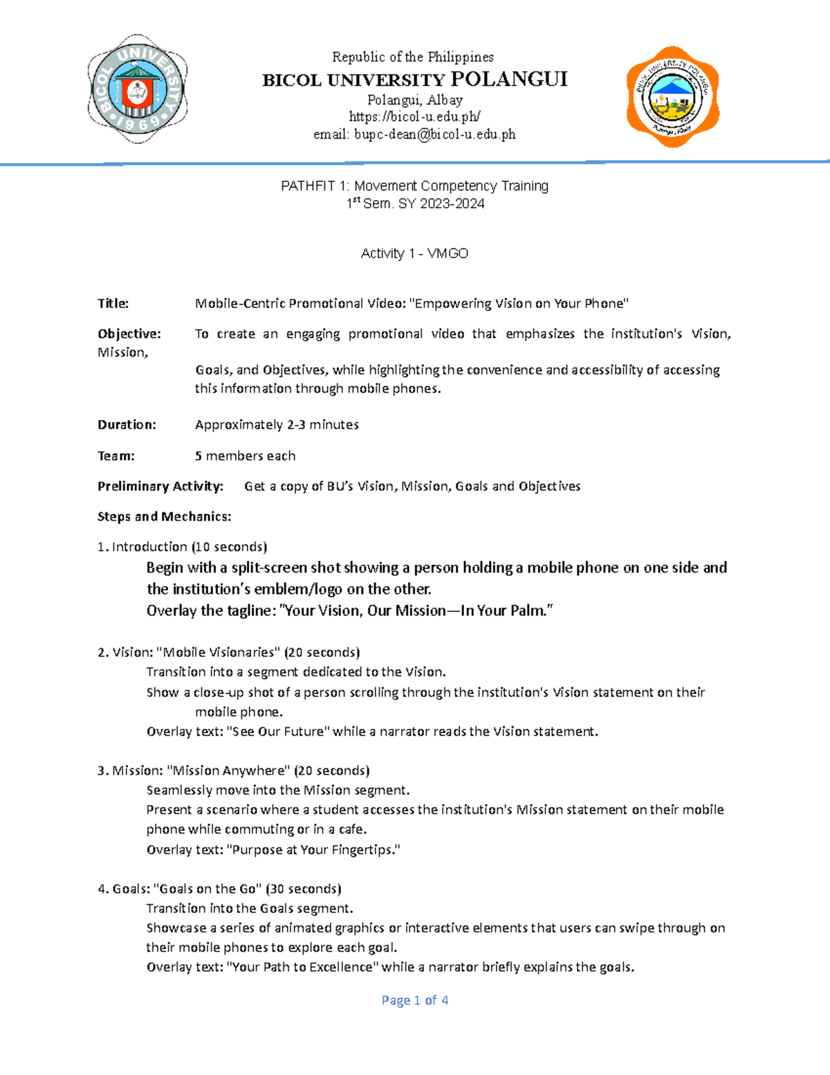 Activity-1-VMGO - Learn is the key - BICOL UNIVERSITY POLANGUI Polangui ...