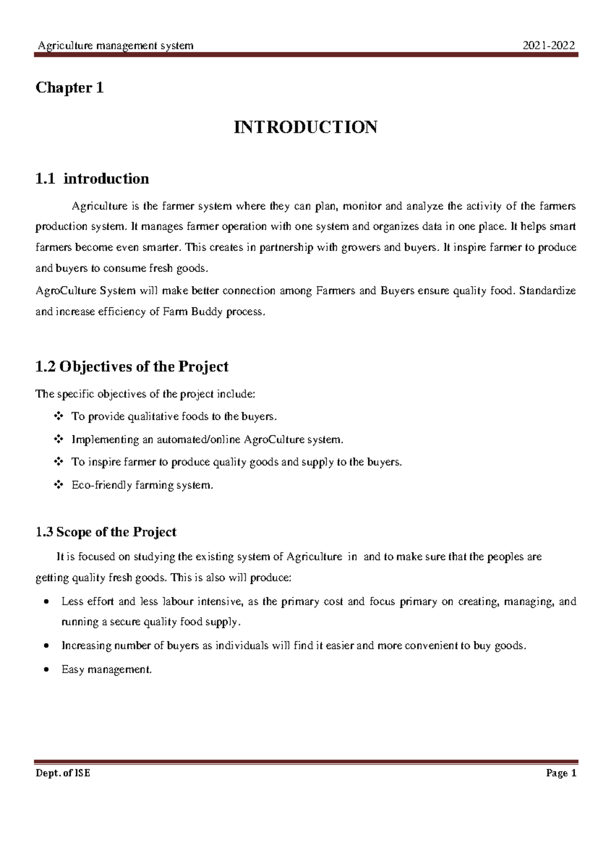 Agriculture DBMS-1 - Chapter 1 INTRODUCTION 1 introduction Agriculture is the farmer system ...
