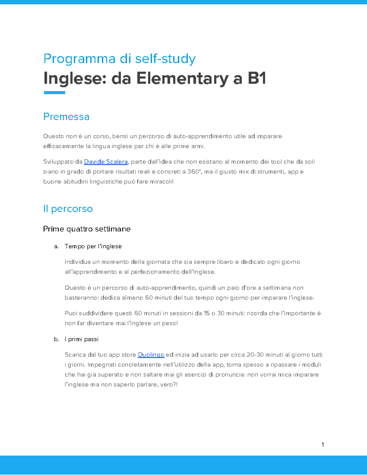 Self-study - Inglese da Elementary a B1 - Programma di self-study Inglese: da Elementary a B ...