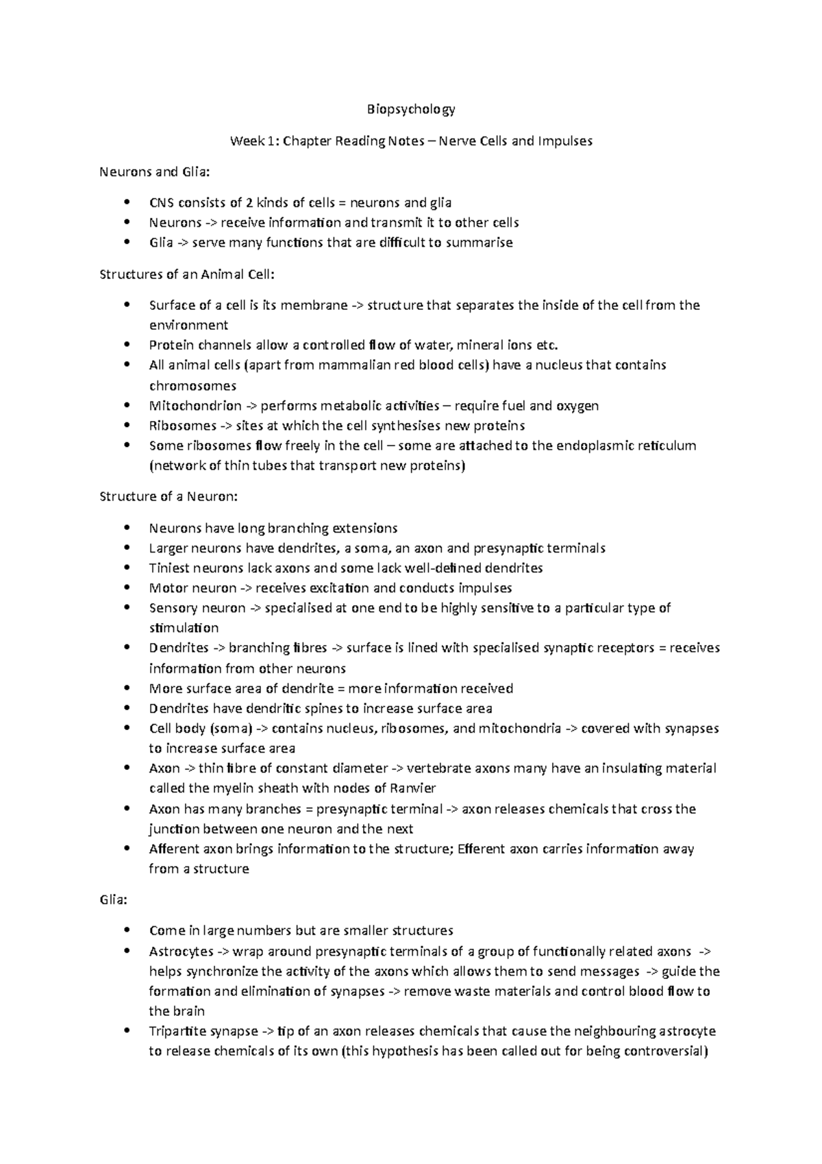 Chapter 1 Reading - Nerve Cells and Impulses - Biopsychology Week 1 ...