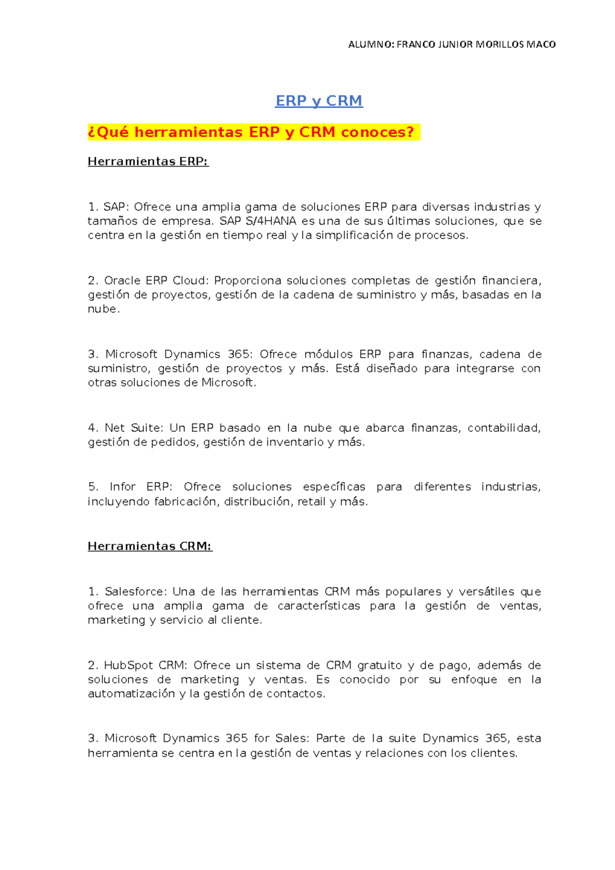 ERP y CRM - - Studocu