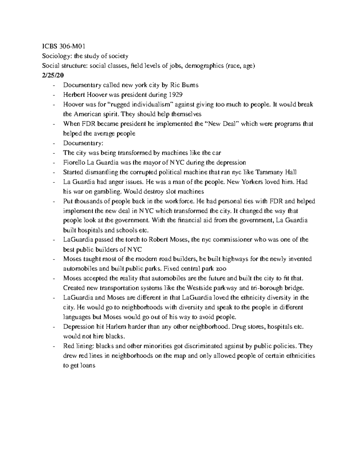 The real NY NYC By Ric Burns Analysis - ICBS 306-M Sociology: the study ...