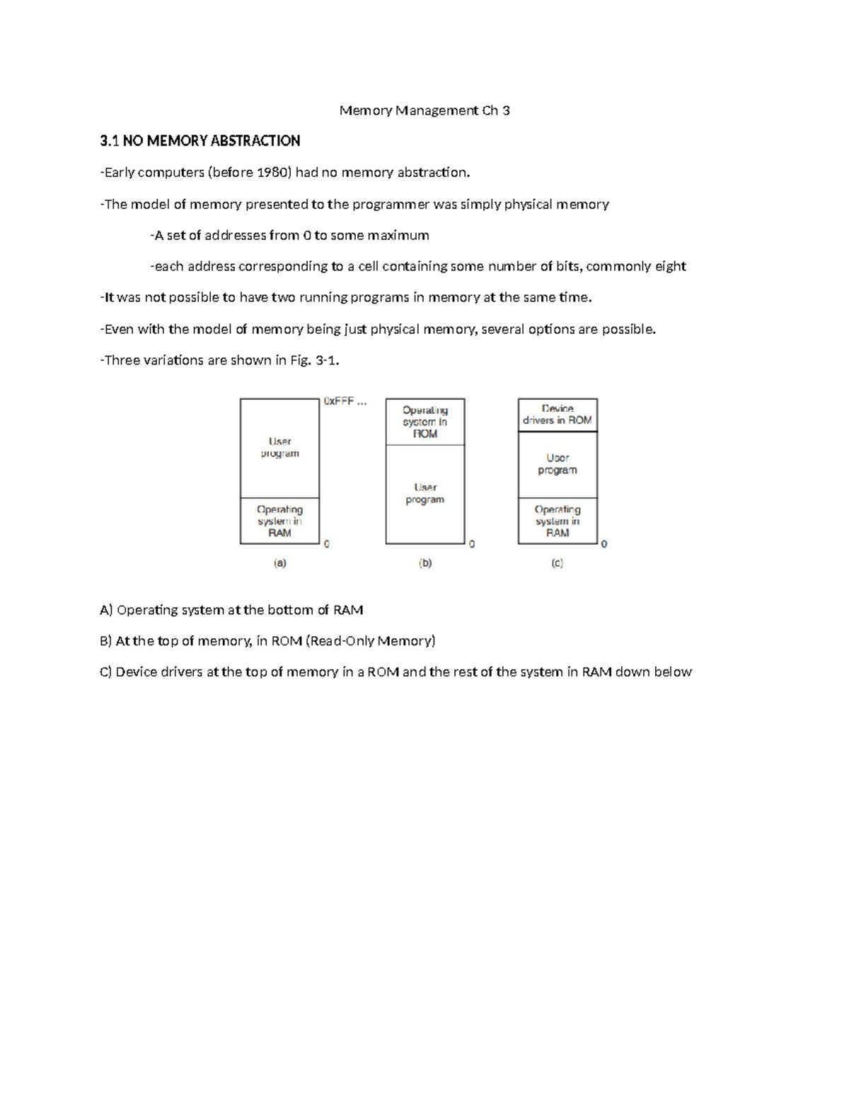 Memory Management Ch 3 - Summary Modern Operating Systems - Memory ...