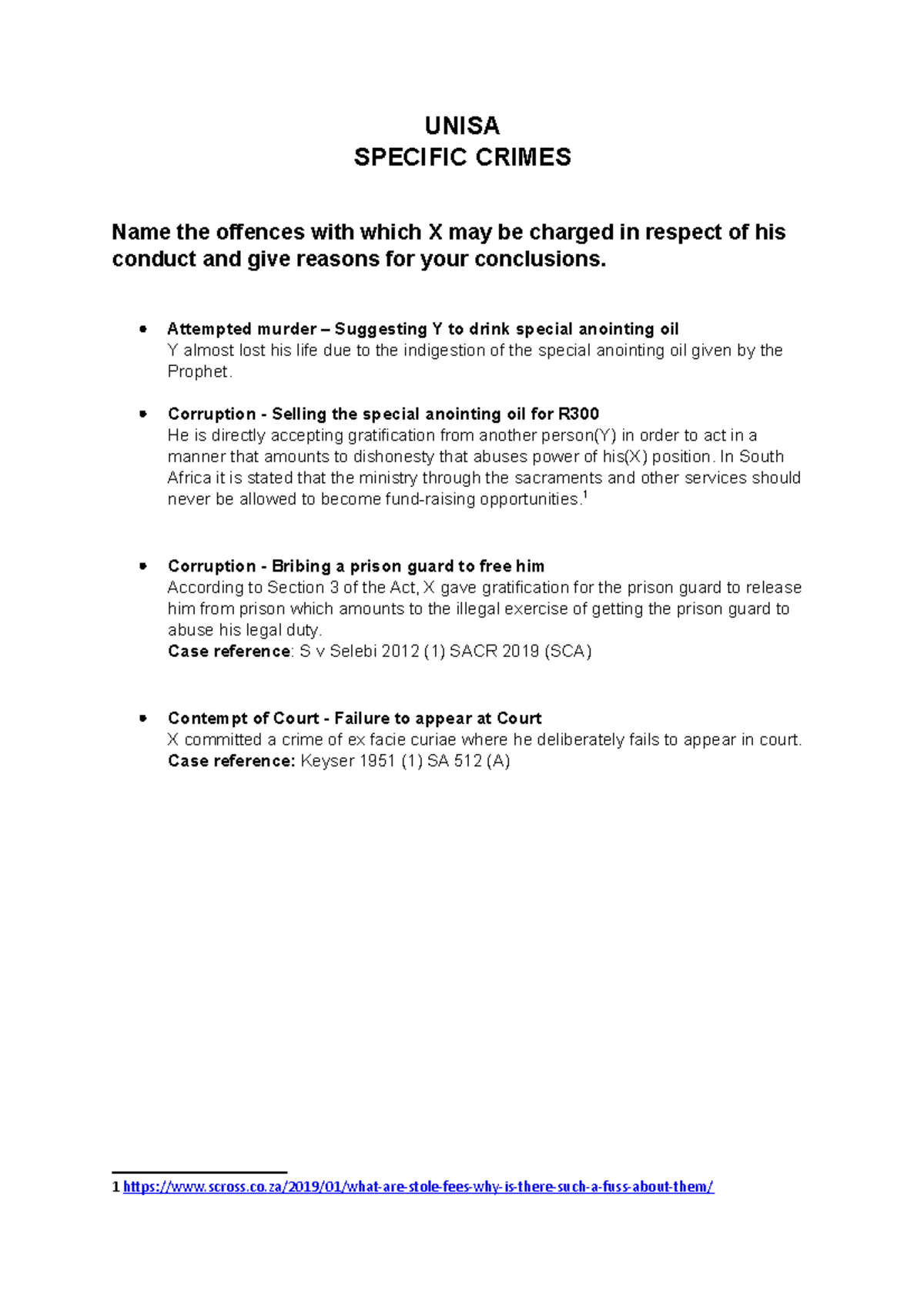 CRW2602 A1S1 812163 - Assignment answers - UNISA SPECIFIC CRIMES Name ...