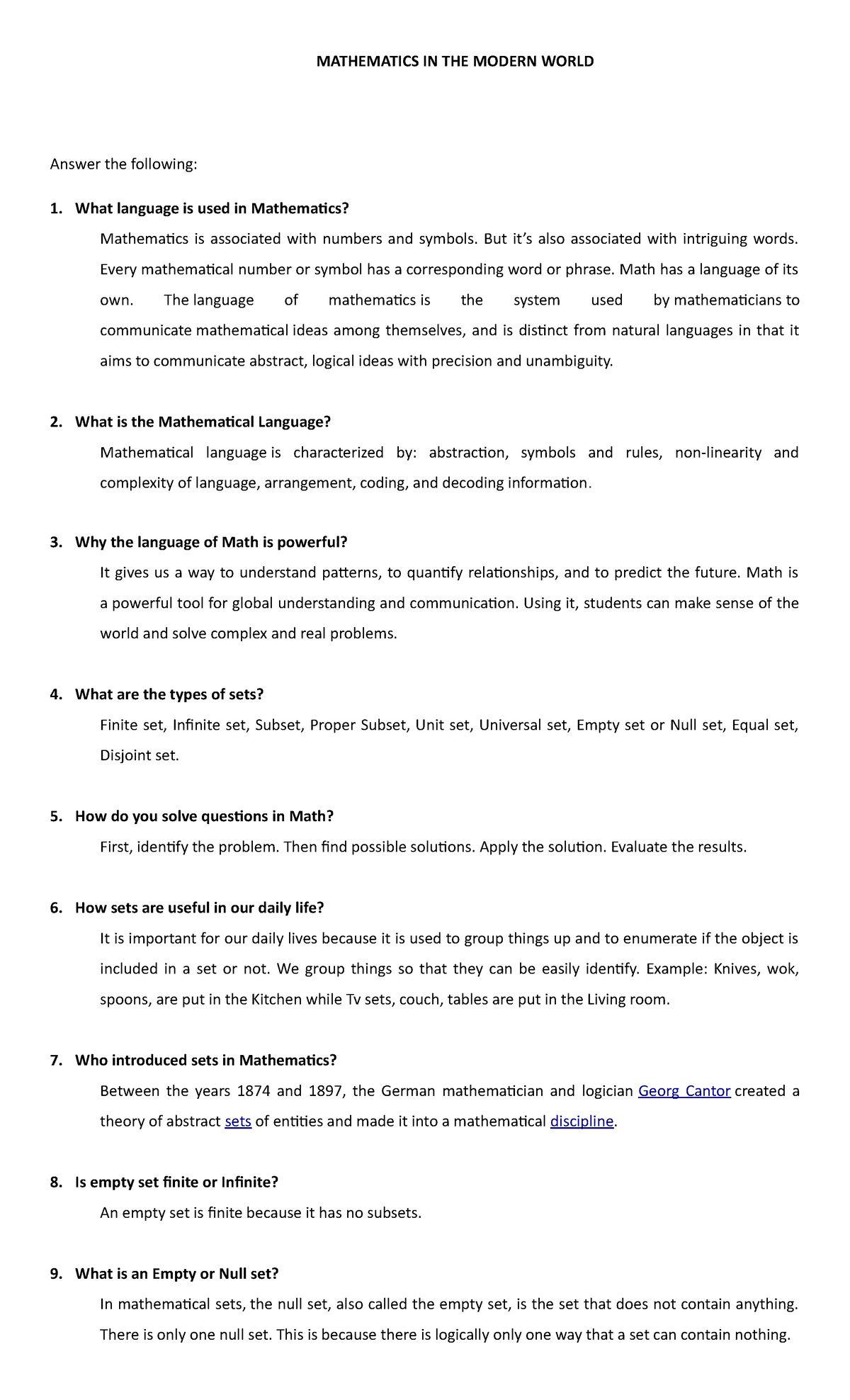 Mathematics in the modern world - MATHEMATICS IN THE MODERN WORLD ...