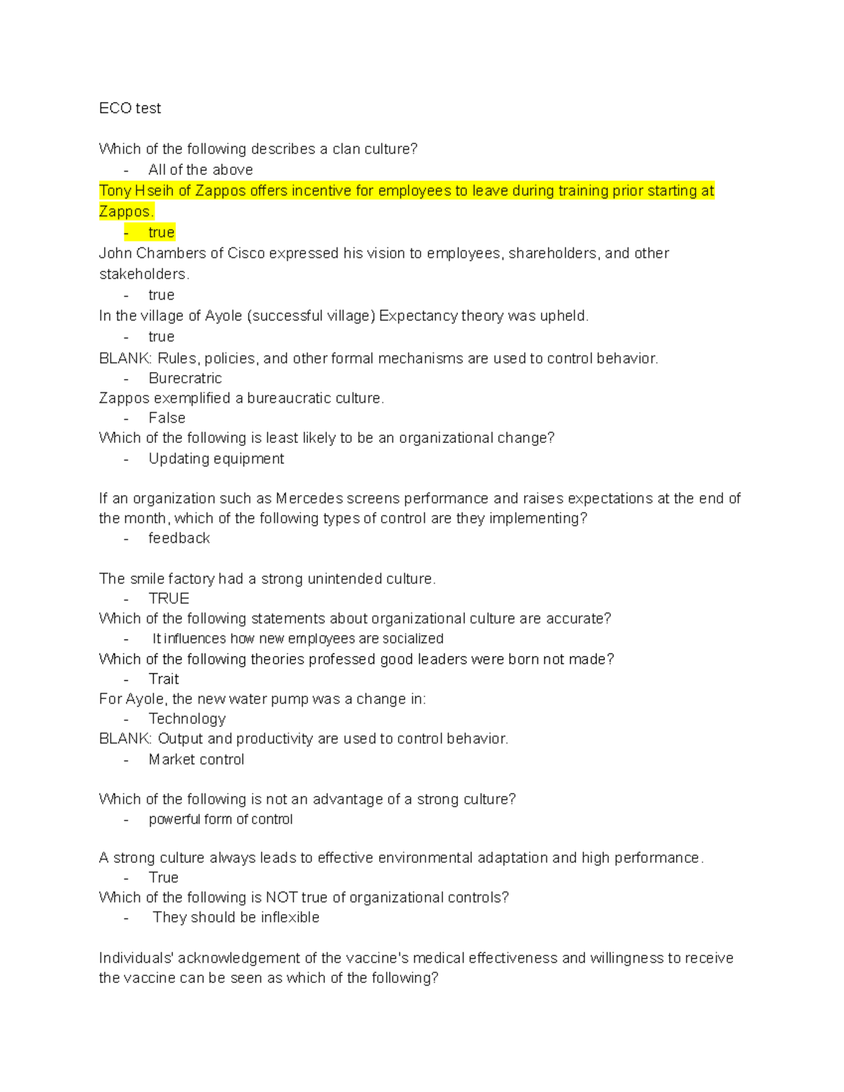 ECO test - chapter 5 notes - ECO test Which of the following describes ...