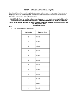PSY 375 2-2 Lab Worksheet - PSY 375 Module Two Lab Worksheet Template Complete this template by ...