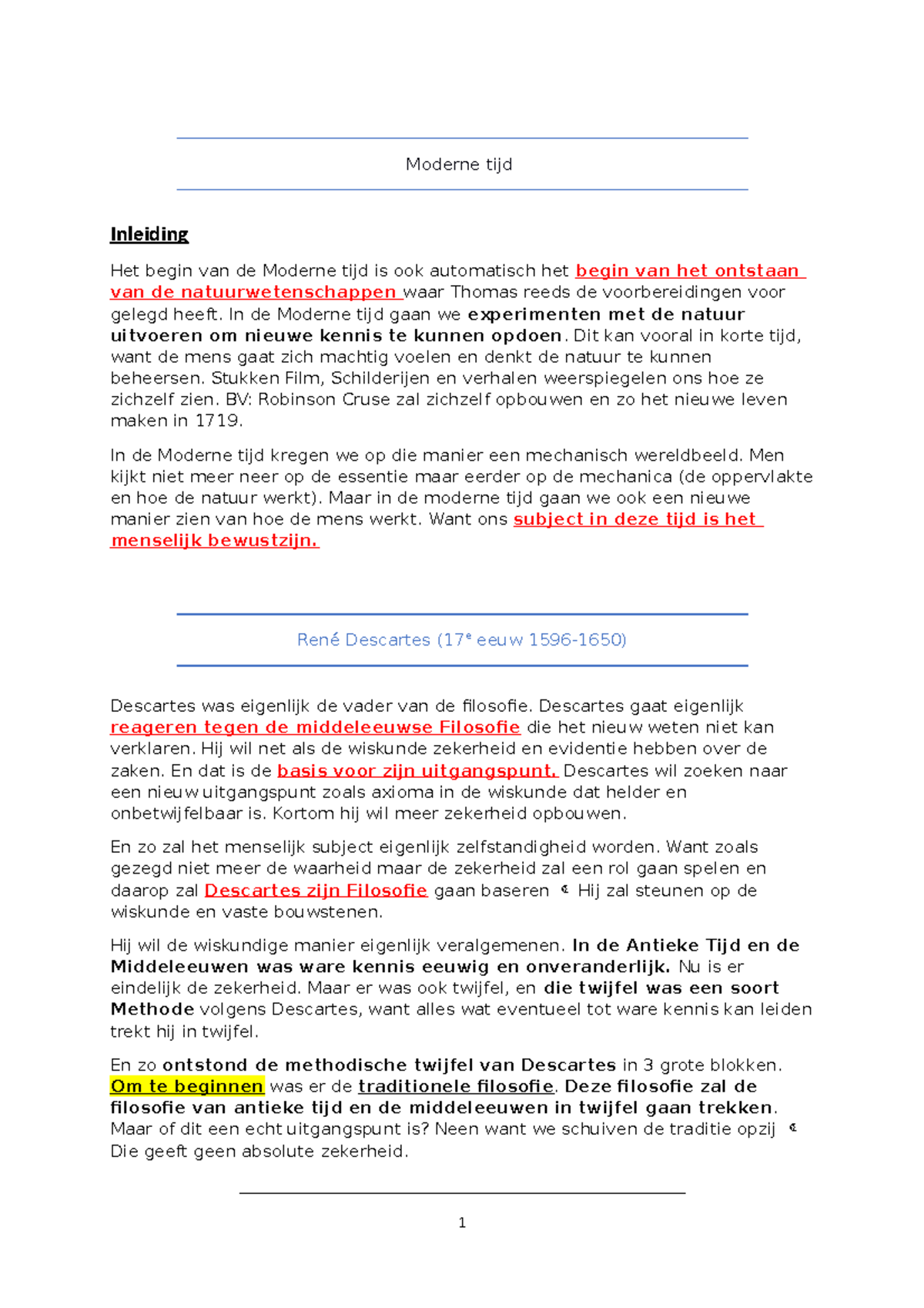 De Moderne tijd verhaal van filosofie - Moderne tijd Inleiding Het ...