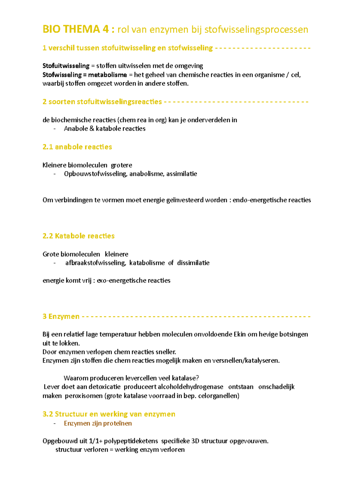 BIO Thema 4 - 1 verschil tussen stofuitwisseling en stofwisseling ...
