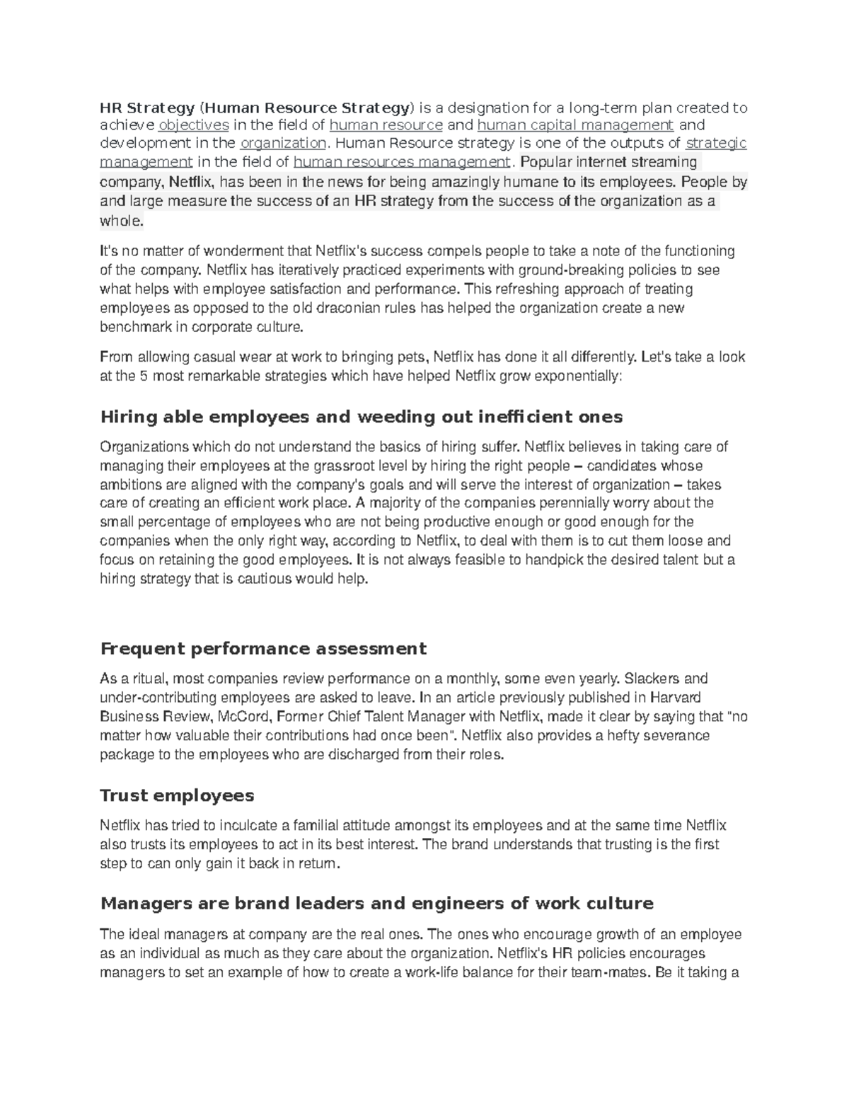 SHRM assignment - HR Strategy for the Success of Organisations using ...