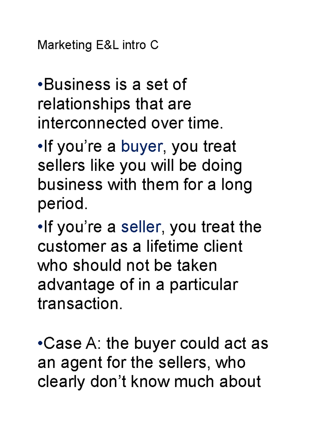 Module intro C - Marketing 2 - Marketing E&L intro C Business is a set ...