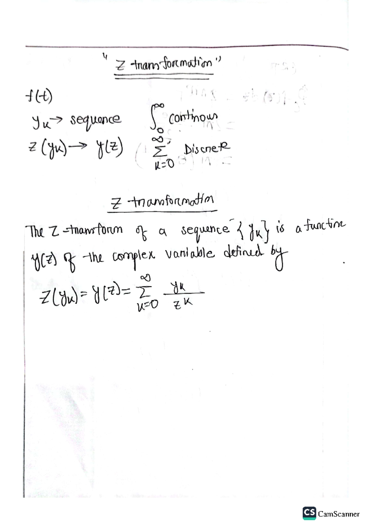 Math 3 Z-TRANSFORMATION - Complex Variable Laplace & Z-Transformation - Studocu